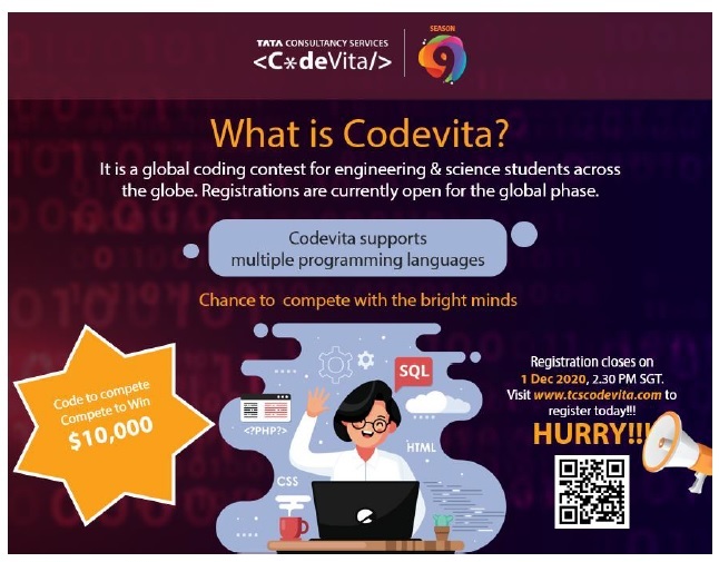 TCS Global Coding Contest - CodeVita 9th starts registration now ! - 國立 ...